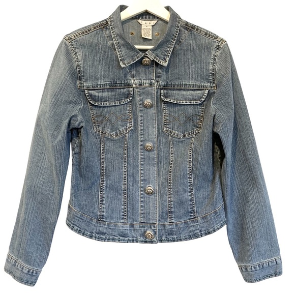CAbi | Jackets & Coats | Cabi Lightweight Denim Jacket With Ornate Snap ...